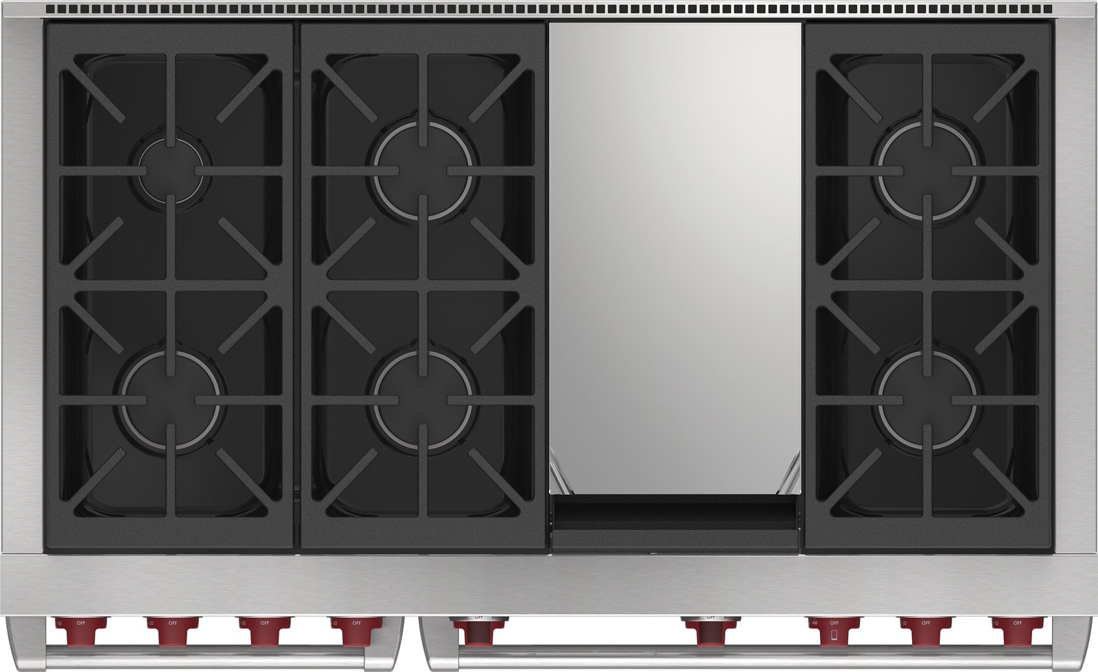 Estufa de energía dual de 48” de Wolf con 6 quemadores y comal ...