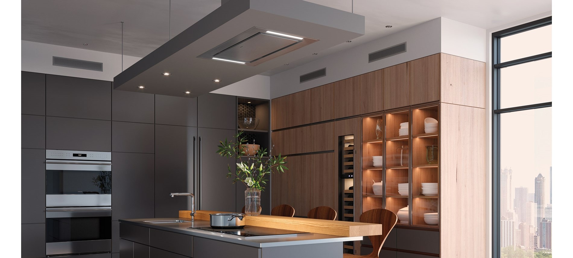 Campana instalada en el techo de 36" - Acero inoxidable | VC36S | Wolf ...