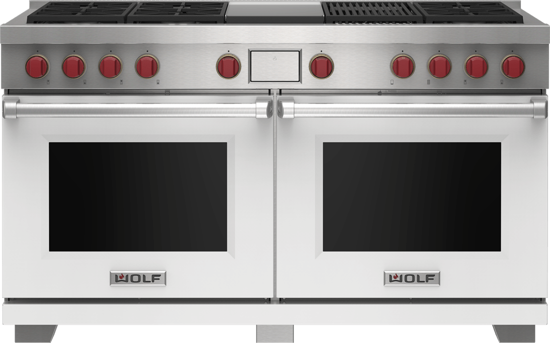 Estufa de energía dual de 60” de Wolf con 6 quemadores, asador ...